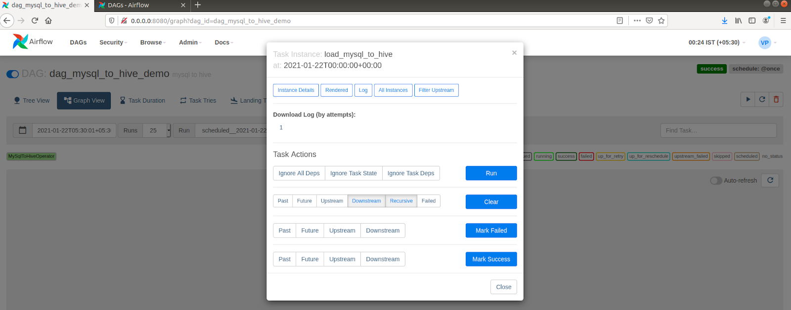 How to migrate data from MySql to Hive using airflow